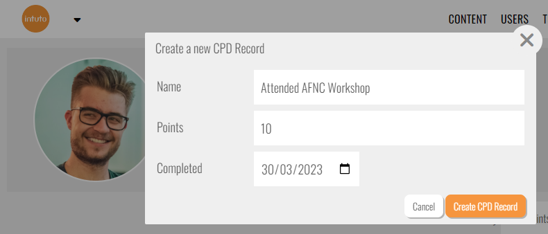 CPD points inside an LMS